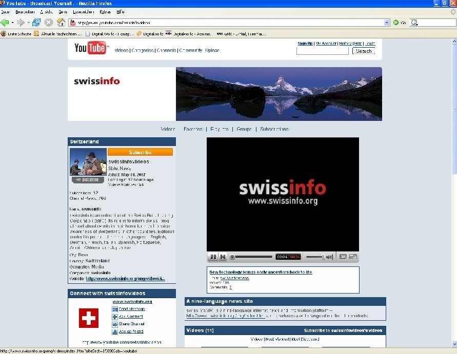 Swissinfo mit eigenem Youtube-Kanal - computerworld.ch