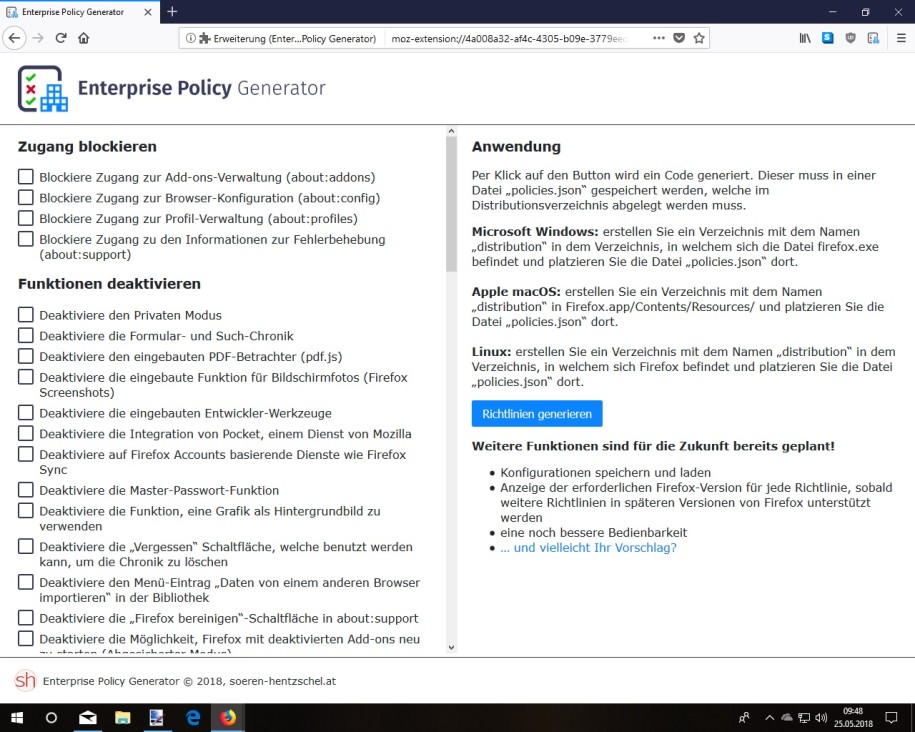 Enterprise Policy Generator für Firefox gestartet - computerworld.ch